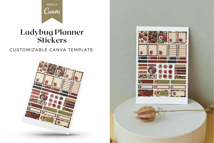 Ladybug Planner Stickers Canva Template