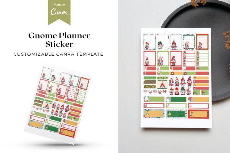 Gnome Planner Sticker Canva Template