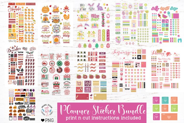 Printable Stickers Bundle, Print n Cut Planner Stickers Set (1510049 ...