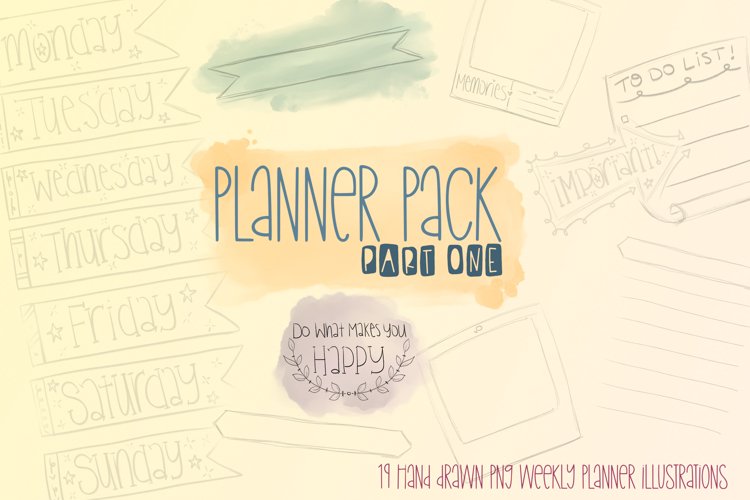 Planner Pack Part One| 19 Hand Drawn PNG Weekly Plan Clipart