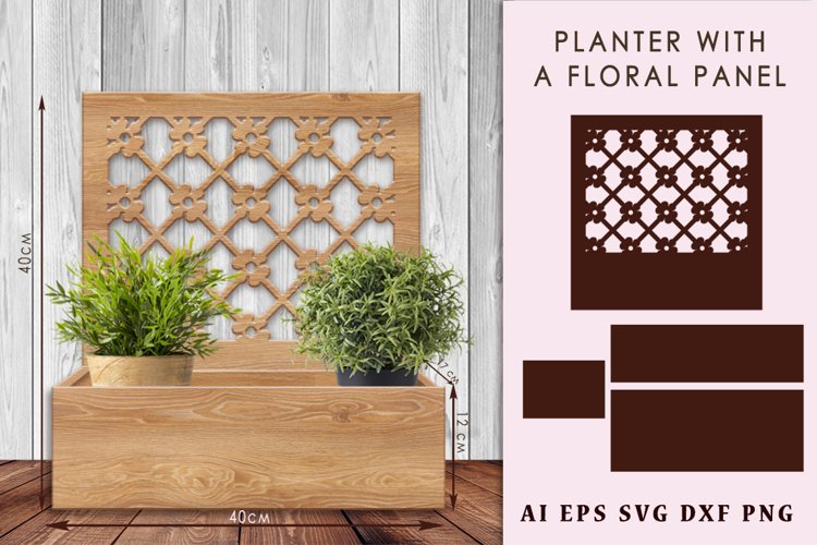 Planter with a floral panel. DIY home decor