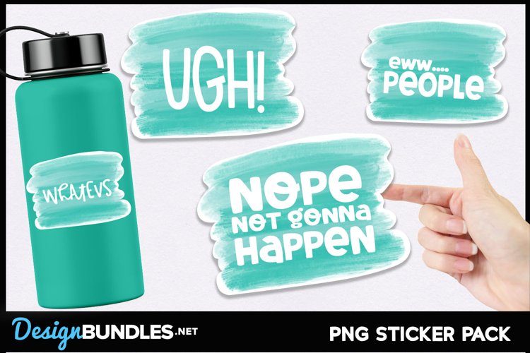 Sarcastic Attitude Watercolor PNG Sticker Pack