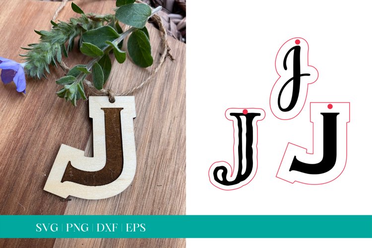 Monogram Letter J SVG, Letter J Tag SVG, Glowforge SVG, SVG