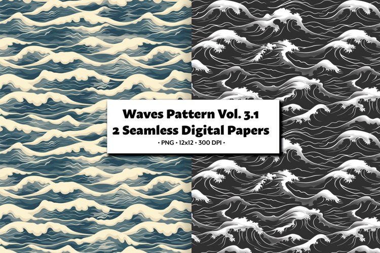 Waves Pattern Vol. 3.1 Seamless Digital Paper 2 PNG