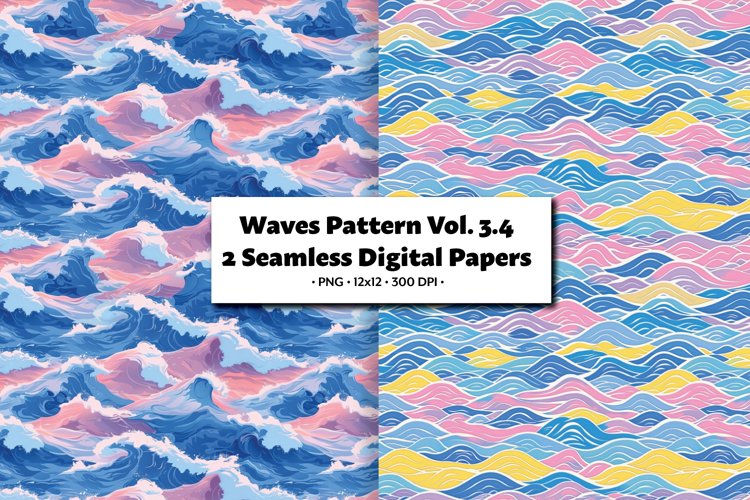 Waves Pattern Vol. 3.4 Seamless Digital Paper 2 PNG