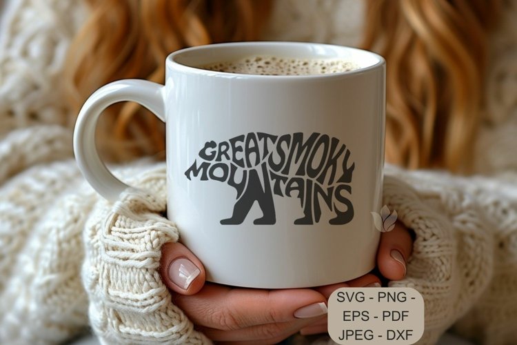 Bear Shaped Word Art: Great Smoky Mountains SVG Cut File