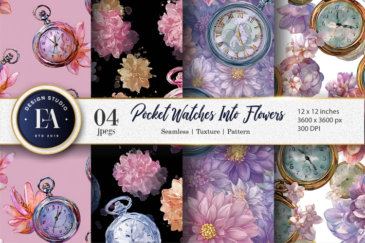 Hand-Painted Pocket Watches Bloom Flowers Art (6160725)
