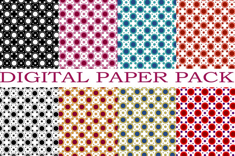 Polk dot multicolor digital paper pack-high resolution JPG
