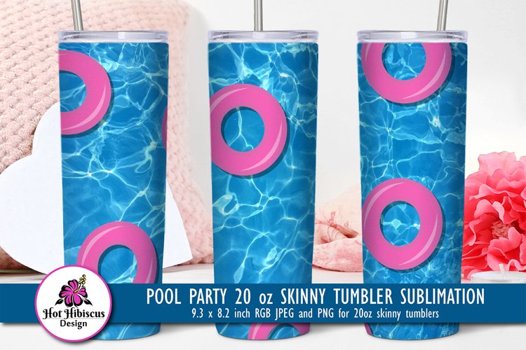 Pool Party Tumbler | Pool Party Skinny Tumbler Wrap