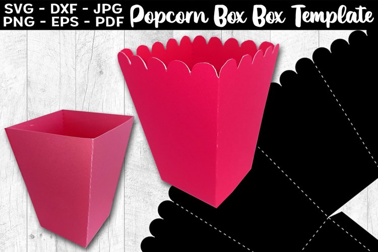 Popcorn Box Template SVG Scallop Popcorn Box
