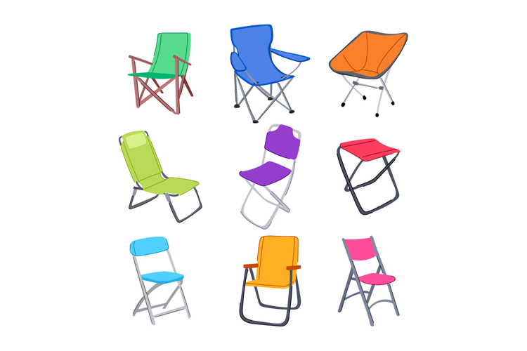 Portable folding chairs creating a collection of outdoor fur