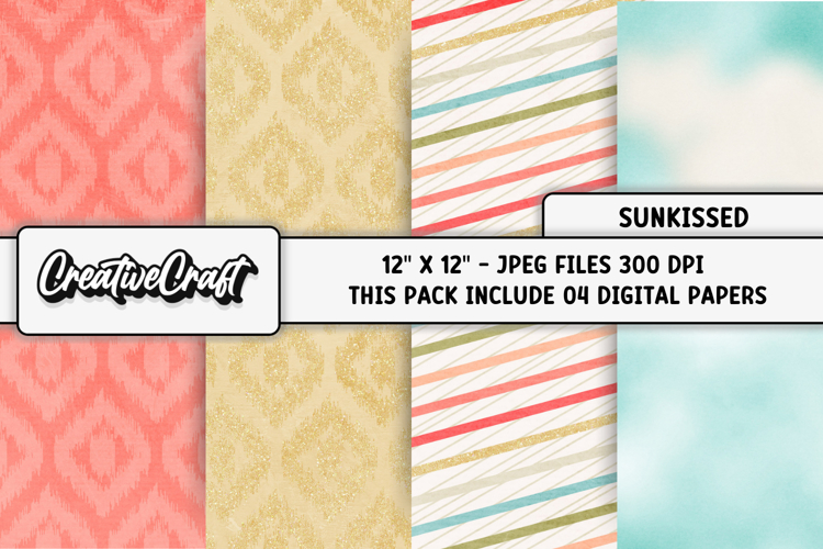 Summer Digital Papers, vintage scrapbook backgrounds designs