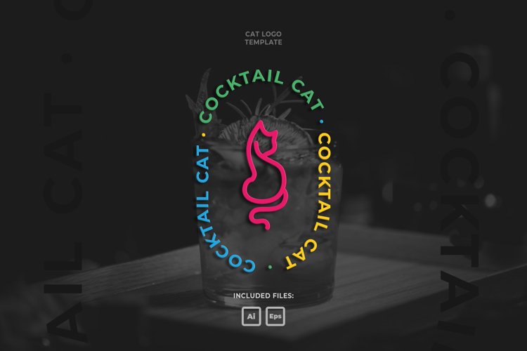 Cat Line Art Logo Template