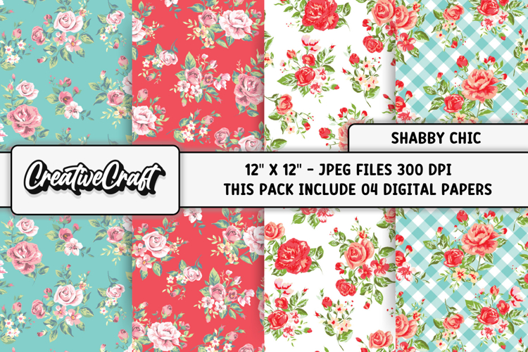 Shabby Chic digital paper, shabby chic backgrounds (6251792)