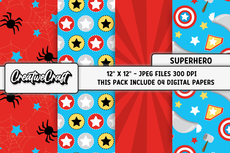 Superhero Digital Papers, scrapbooking backgrounds designs