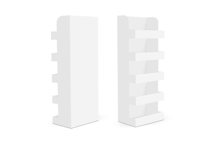 Blank POS Display Stand With Shelves, Side And Back Side