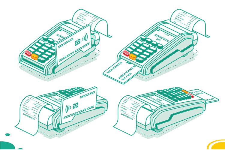 Isometric POS Terminal with Credit Card