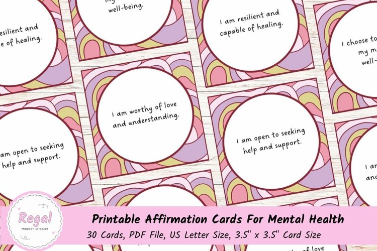 Positive Affirmations for Mental Health - 30 Printable Cards