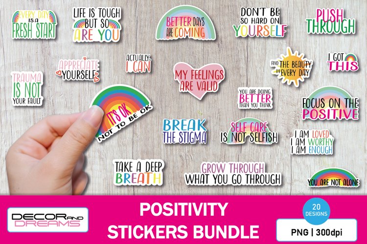 Positivity Stickers Bundle, Motivational Stickers Bundle (1376101 ...