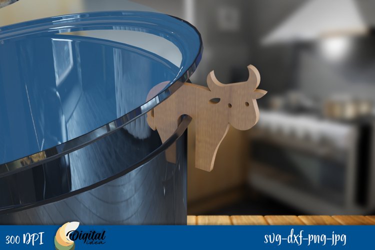 Cow SVG. Pot Prop Laser Cut Design. 3D Kitchen Laser Cut.