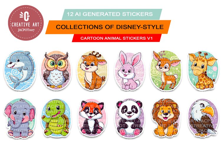 10 collections of Disney-style cartoon animal stickers V1