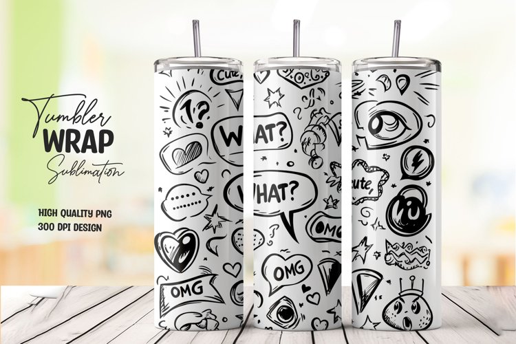 Comic artwork tumbler wrap sublimation (4978237)