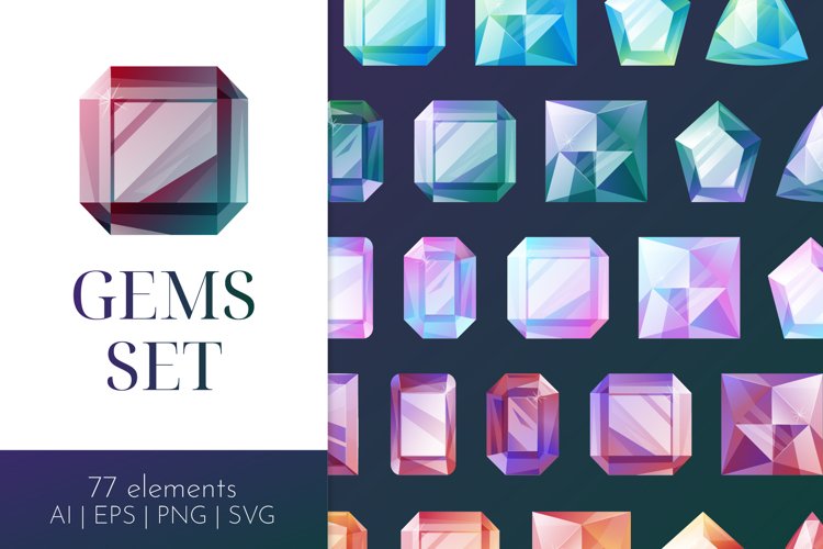 Cartoon Gemstones Set