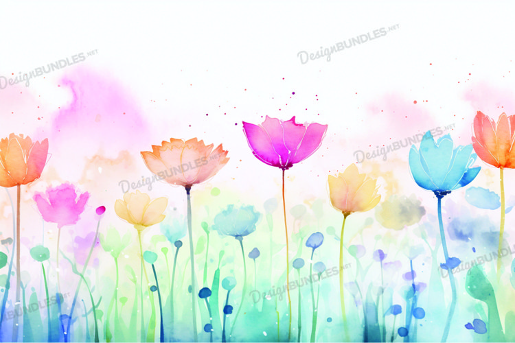 Spring flowers watercolor background (5241258)