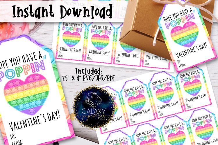 Pink Pop it Valentine's Day Favor Tag, Valentine's (2318315)