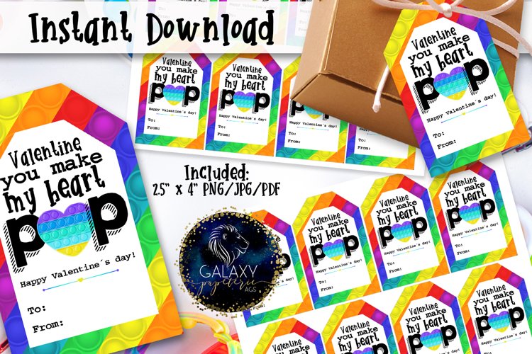 Fidget Pop it Valentine's Day Favor Tag, (2318273)