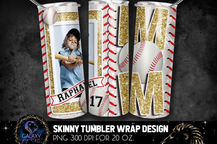 Add Photo Gold Baseball Mom Tumbler Design, (2500171)