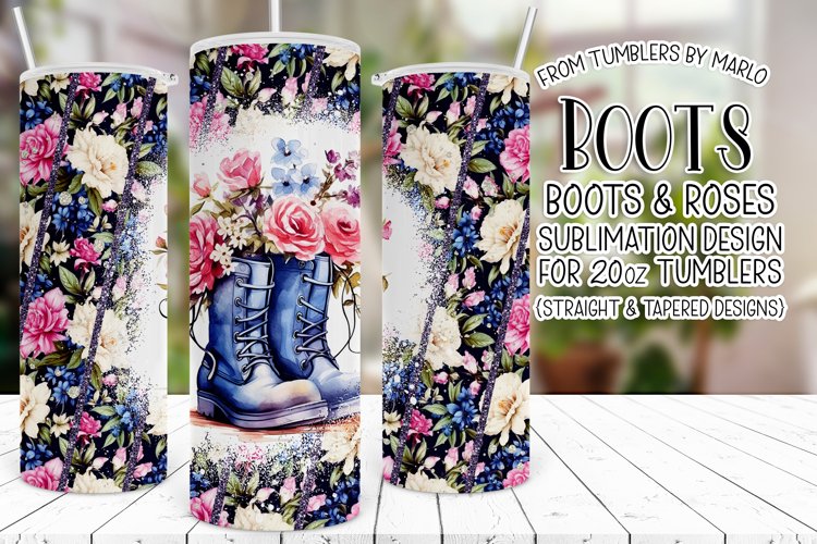 Boots Tumbler, Floral Tumbler, Boots and Flowers Tumbler