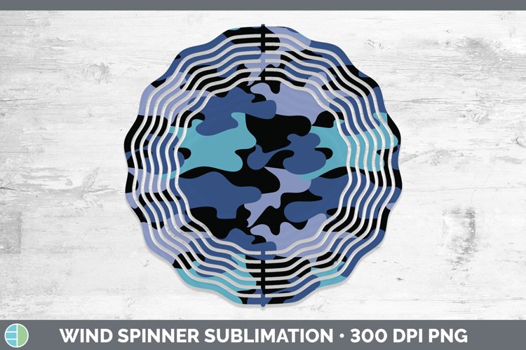 Pretty Camo Blue Wind Spinner Sublimation Spinner Designs