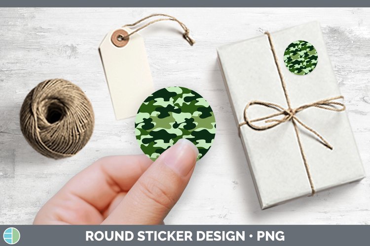 Pretty Camo Green Stickers | Round Labels Designs