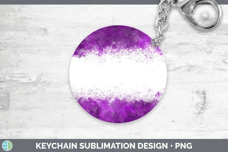 Pretty Color Splash Purple Keychain Sublimation Keyring Desi