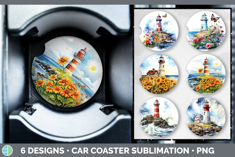 Pretty Lighthouse Car Coaster | Bundle Coaster Designs