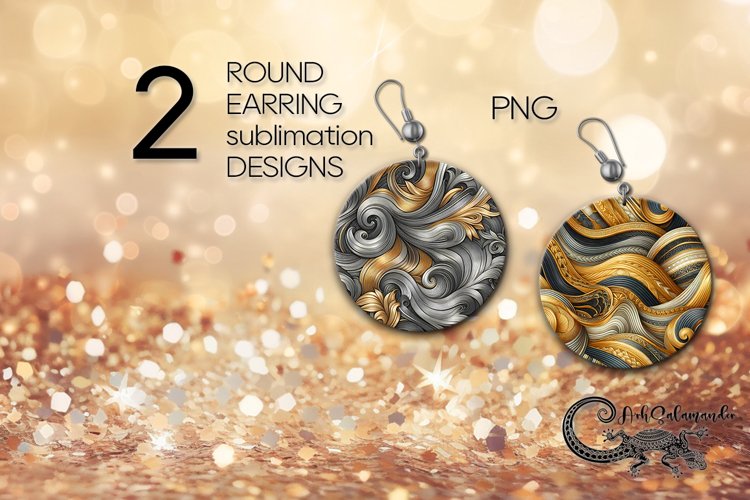 Metallic | gold & silver Round earring sublimation design PL