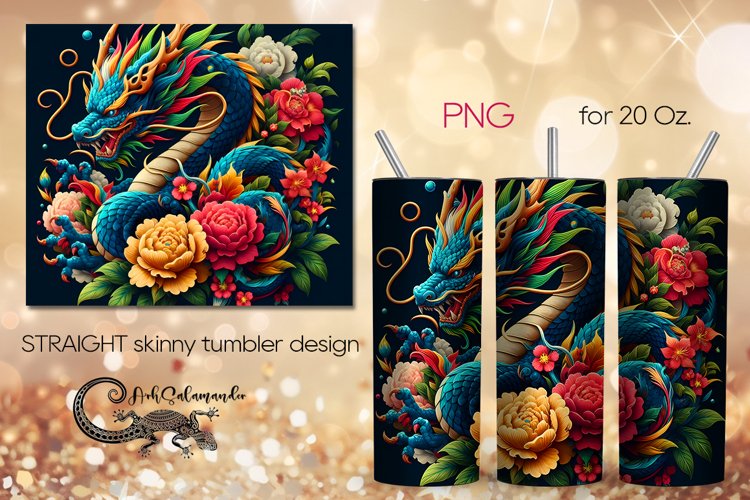 Chinese dragon | Skinny tumbler sublimation design PLUS