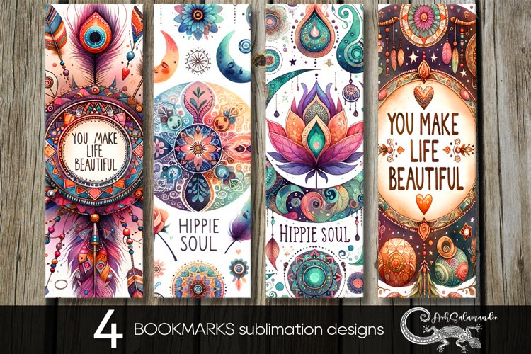 Boho Inscription | 4 bookmarks sublimation designs PL