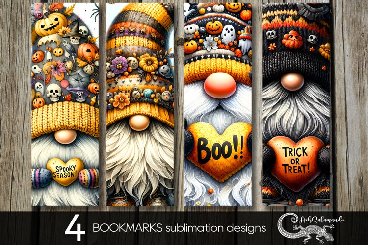 Halloween Gnome| 4 bookmarks sublimation designs PLUS