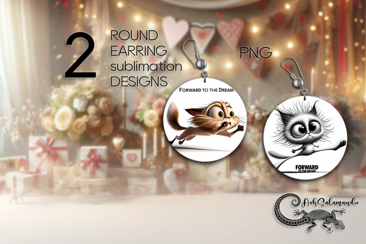Good morning | 7 Cartoon Round earring sublimation designs