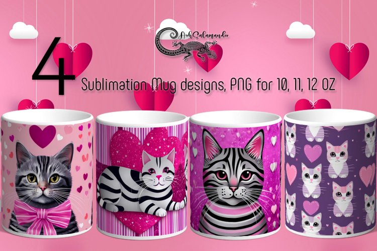 Valentine dragon | 4 love watercolor Sublimation Mug designs