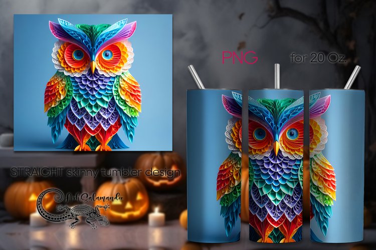3D papercut Owl | skinny tumbler Sublimation design bundle