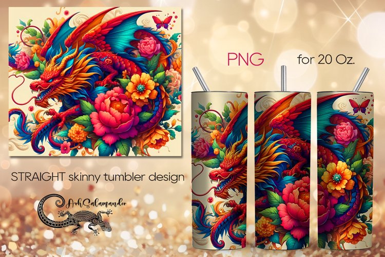 Chinese dragon | Skinny tumbler sublimation design PLUS
