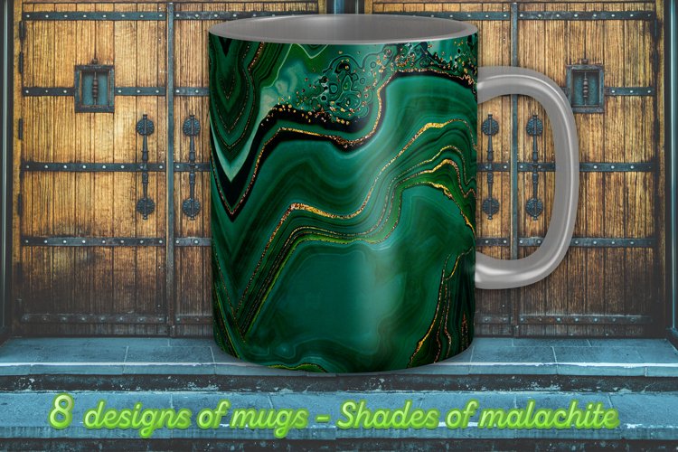 Mugs with a pattern-Shades of malachite I 8 mug designs, JPG