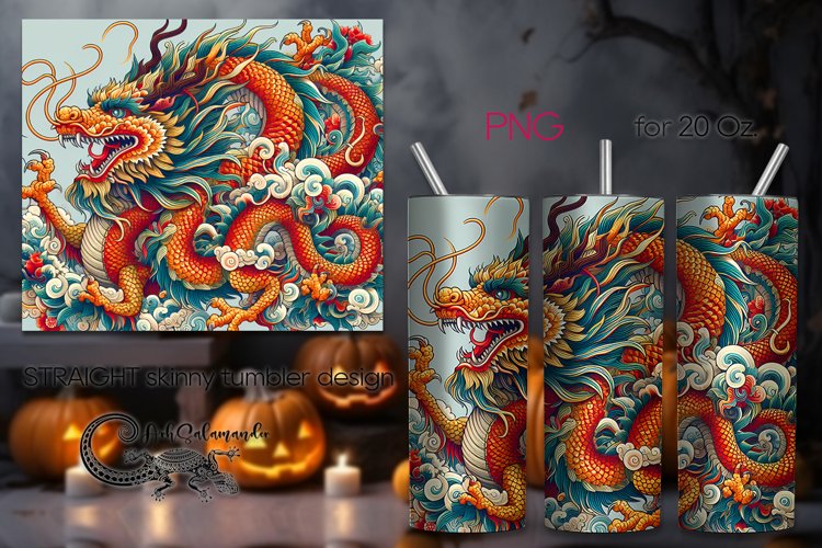 Chinese dragon | Retro Skinny tumbler sublimation design PL