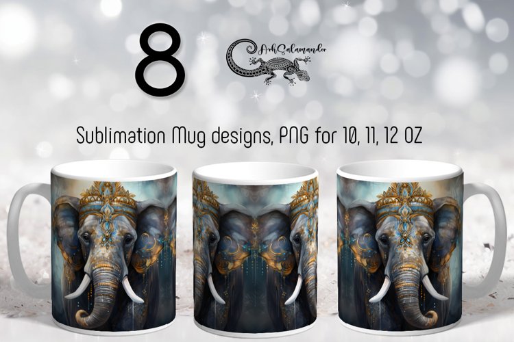 Mystic elephants | Animals Mug Sublimation design bundle