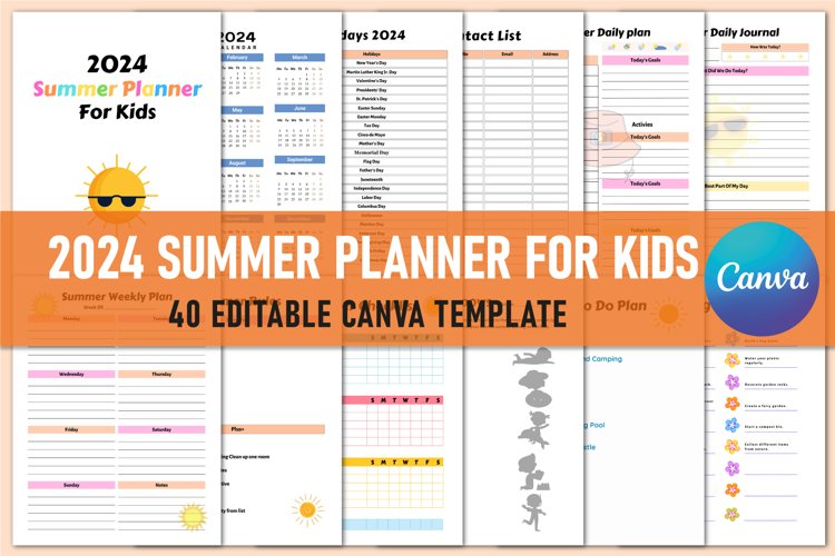 2024 Summer Planner For Kids For Canva
