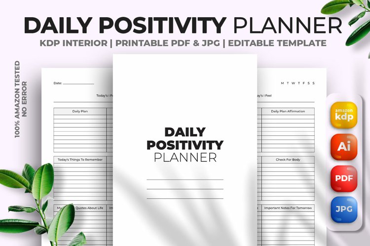 Daily Positivity Planner KDP Interior