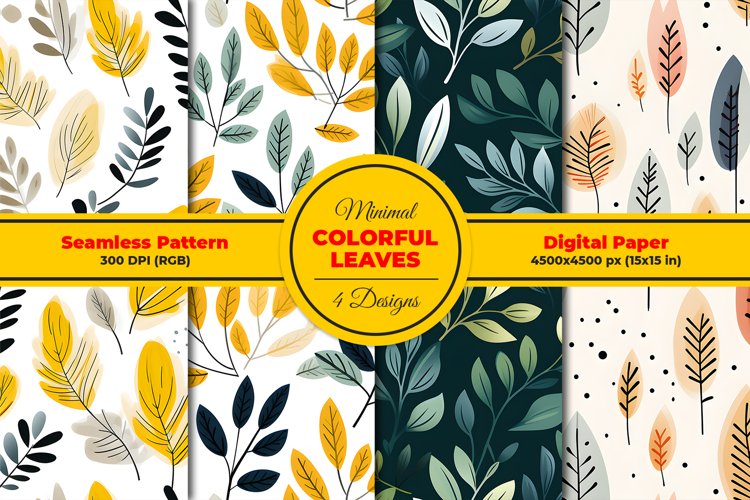 Minimal Colorful Leaves Seamless Pattern and (3751146)